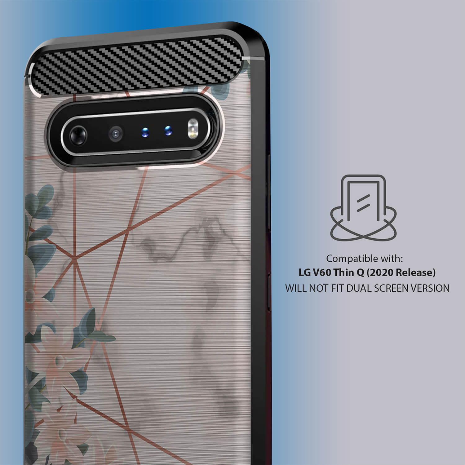 Case For [LG V60/ LG V60 ThinQ [Flex TPU Fiber SET3] Slim Black Cover ...